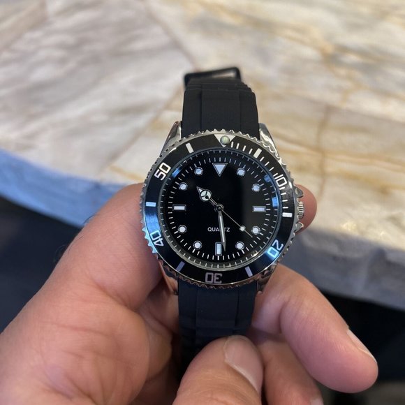 Accessories | Sterile Dial 4mm Black Rotating Bezel Rubber Strap Quartz ...